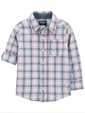 OshKosh B'gosh | Shirts & Tops | Oshkosh Plaid Button Down Shirt Long ...